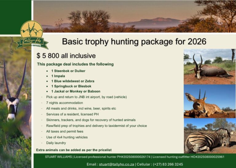 Rates – Tally-Ho Hunting Safaris